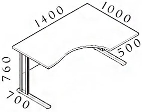 Ergonomický stůl Visio 140 x 100 cm, pravý, bílá