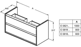 Ideal Standard Connect Skříňka pod umyvadlo 60 cm, 2 zásuvky E0818B2
