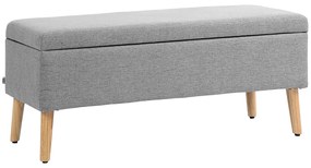 HOMCOM Lavice Čalouněná lavice s úložným prostorem 110 x 39 x 45 cm v šedé barvě se vzhledem lnu do předsíně ložnice obývacího pokoje z kaučukového d…