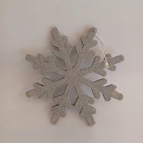 Vánoční ozdoba vločka IV, pr. 15 cm, stříbrná, překližka, venkovní