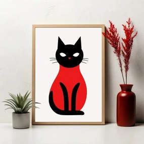 Plakát - Černá a červená kočka