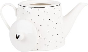 Bílá porcelánová konvička se srdíčky Lovely Day - 23*14*14 cm / 1000 ml