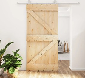 vidaXL Posuvné dveře s kováním 100 x 210 cm masivní borové dřevo [3203103]