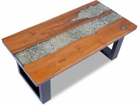 Konferenční stolek, teak a pryskyřice 100x50 cm 243467