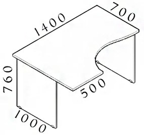 Ergonomický stůl Visio 140 x 100 cm, levý, ořech