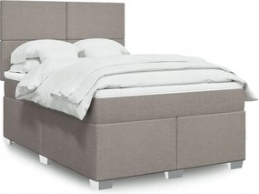 Box Spring Postel S Matrací Textil Taupe Hladký design 140 x 190 cm