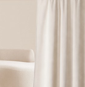 Room99 Hotový závěs na kroužcích CHARMY Jednobarevný Velurový Zatemňovací Barva: Světle béžová/Stříbrná, Velikost: 140 x 250 cm