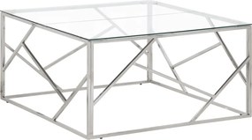 vidaXL Konferenční stolek nerezová ocel a tvrzené sklo [349953] Barva: Stříbrná