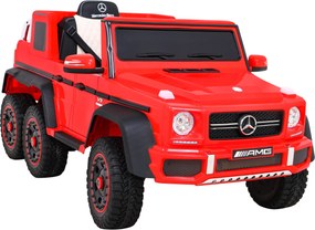 Ramiz Mercedes G63 AMG elektrické autíčko pro děti červené + dálkové ovládání + 6 EVA kol + pomalý start + MP3 + LED