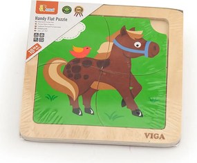 Dřevěné puzzle pro nejmenší Viga 4 ks Koník