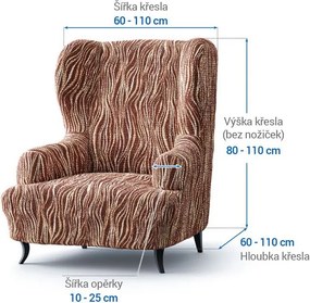 Bielastické potahy UNIVERSO NOVÉ žíhané hnědé křeslo ušák (š. 60 - 10 cm)