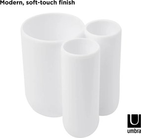 Bílý plastový kelímek na zubní kartáčky Touch – Umbra