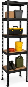 Regál 183x40x40 cm lakovaný 5-policový, nosnost 100 kg, RIVET - černý