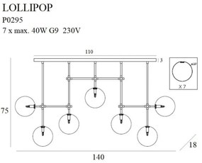 Maxlight P0396 Stropní svítidlo LOLLIPOP černé + čiré sklo