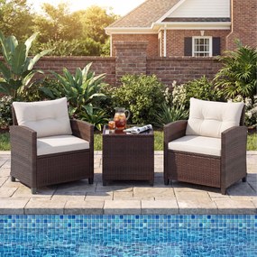 Costway 3-dílný. Polyratanový salonek Gartenmöbel Rattan Sitzgruppe mit