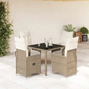 5dílný zahradní bistro set s poduškami hnědý polyratan 3277210