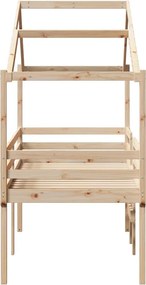 Patrová postel se střechou 90 x 200 cm masivní borové dřevo 3282052