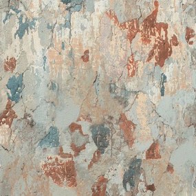 Vliesové tapety na zeď IMPOL Metropolitan Stories 37954-1, rozměr 10,05 m x 0,53 m, omítka s patinou modro-rezavou, A.S.Création