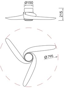 Matra 9061 Groenland XS, lopatkový ventilátor se svítidlem a dálk. ovladačem, LED 24W 2700-5000K, bílá, průměr 79,5cm