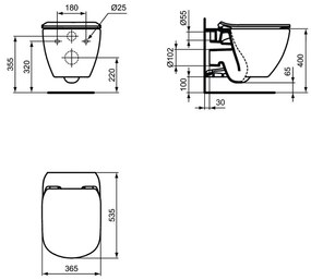 Ideal Standard Tesi - Závěsné WC s deskou SoftClose, AquaBlade, bílá, T354601