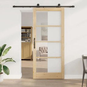 Posuvné dveře ORKDAL 93 x 211 cm Masivní borové dřevo a sklo 3332009