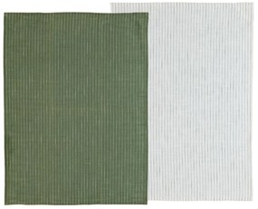 Södahl Kuchyňská utěrka z organické bavlny 50x70 Line Olive/White (2 ks)