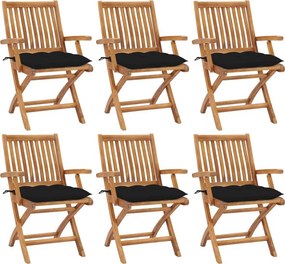 vidaXL Skládací zahradní židle s poduškami 6 ks masivní teak [3072765] Barva: taupe