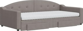 Válenda s přistýlkou a zásuvkami taupe 100 x 200 cm textil 3197592