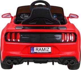 Ramiz Sportovní autíčko GT na baterie pro děti červené + dálkové ovládání + pomalý start + nosič zavazadel + MP3 LED
