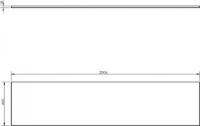Mexen Uni, pracovní deska 200 cm, bílá lesklá, 91AXX-2004-464-18-00