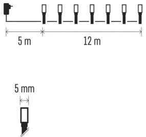 Vánoční osvětlení EMOS D4AC08 ZY2016 120LED řetěz 12m studená bílá 8 programů svícení