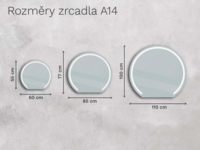 Atypické zrcadlo s LED osvětlením A14 60x55