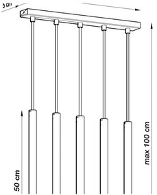 Černé závěsné svítidlo Sollux Fideus, délka 45 cm