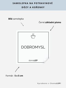 Samolepka na kořenky DOBROMYSL bílá 5 × 5 cm základní písmo