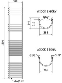 Mexen Eros koupelnový radiátor 1600 x 318 mm, 549 W, Bílá - W112-1600-318-00-20