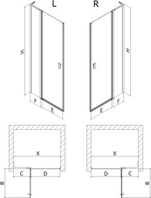 Mexen, Mexen Mist L výklopné sprchové dveře 110 cm, transparentní, černé - 8A4L-110-000-70-00