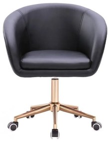 LuxuryForm Židle VENICE na zlaté podstavě podstavě s kolečky  - černá