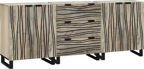 Sestava komody 3 ks Bílá 180 x 33 x 75 cm Masivní mangové dřevo 3310047