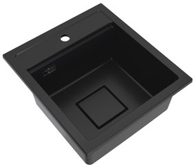 Gamma Quadro 4550, 1-komorový granitový dřez 450x495x220 mm, černá, GMA-ZLE000217