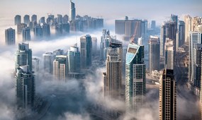 Vícedílný obraz Panorama Města Dubaj V Mlze Nedostatek Nedostatek Přírodní plátno 250x150