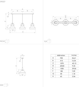 Eglo 390227 - Lustr na lanku ESTEPONA 3xE27/40W/230V šedá