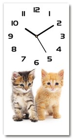 Wallmuralia Nástěnné hodiny Hnědá a červená kočka 30x60 cm