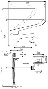 Ideal Standard Cerabase - Umyvadlová baterie s lékařskou pákou a s kovovou odtokovou garniturou, chrom BD061AA