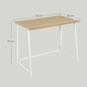 Set do pracovny ZARIMO stůl 80x40 cm, bílá/dub sonoma + křeslo AVOLA VELVET, světle krémové
