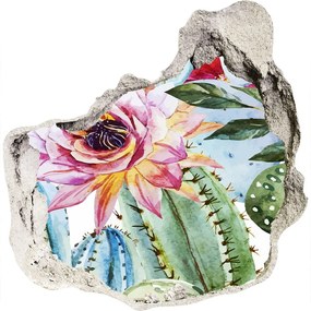 Wallmuralia 3D díra nálepka Kaktusy a květiny 75x75 cm