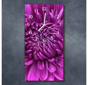 Nástěnné hodiny obrazové na skle - Jiřina fialová