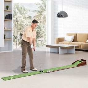 Costway Golfová podložka na patování s 1 jamkou a 3 golfovými míčky a umělým