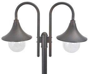 vidaXL Marketos Zahradní sloupová lampa 2 ramena E27 220 cm hliník bronzová