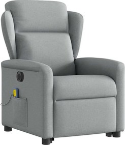 Elektrické zvedací masážní polohovací křeslo světle šedé textil 3303164