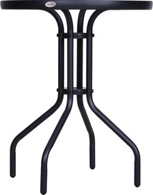 Zahradní stůl Outsunny kulatý balkonový stůl Ø60xH70cm z kovu s bezpečnostním sklem, ideální pro zahradu a balkon